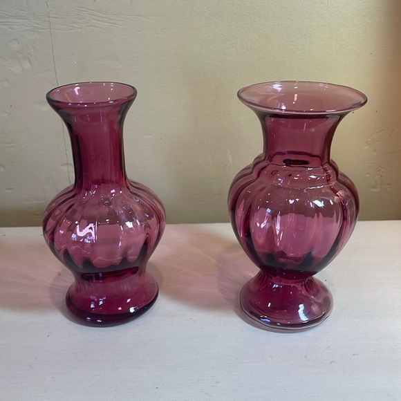 Pilgrim | Accents | Vintage Pilgrim Cranberry Glass Vases Set Of 2 6h ...